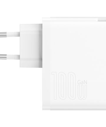 Baseus GaN5 100W Snellader met Fast Charge + 100W USB-C Kabel Wit ...