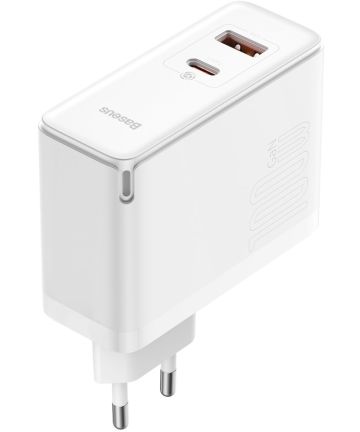 Baseus GaN5 100W Snellader met Fast Charge + 100W USB-C Kabel Wit ...