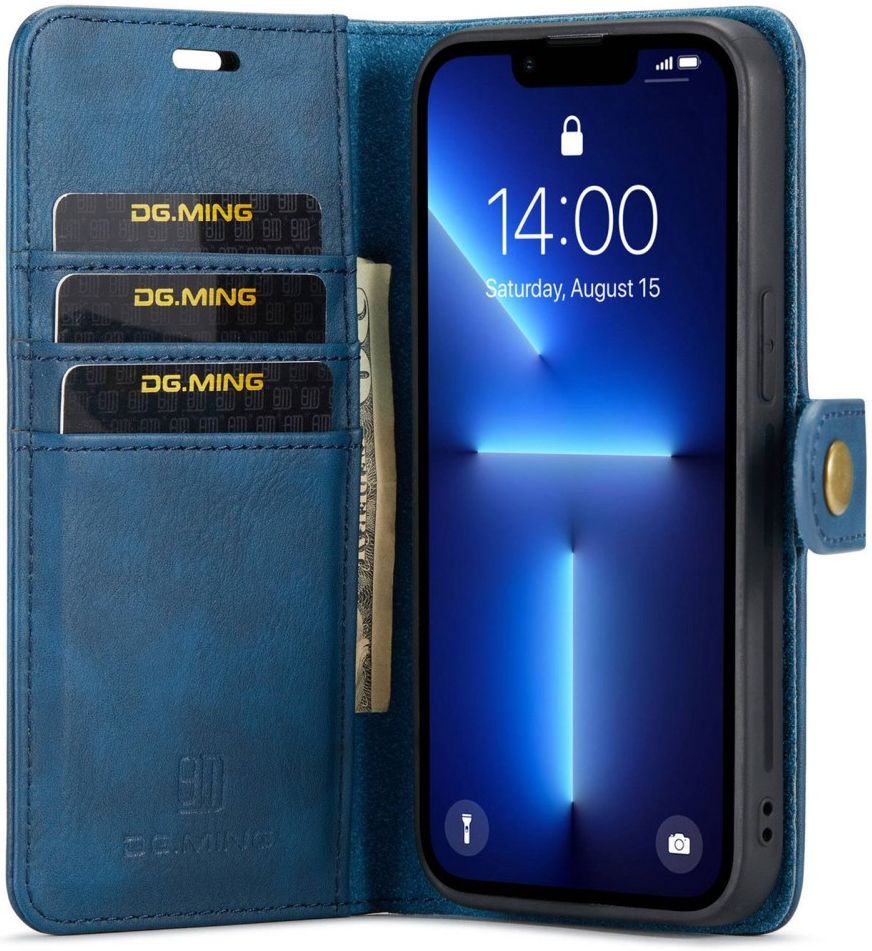 DG Ming iPhone 14 Pro Hoesje 2-in-1 Book Case en Back Cover Blauw ...