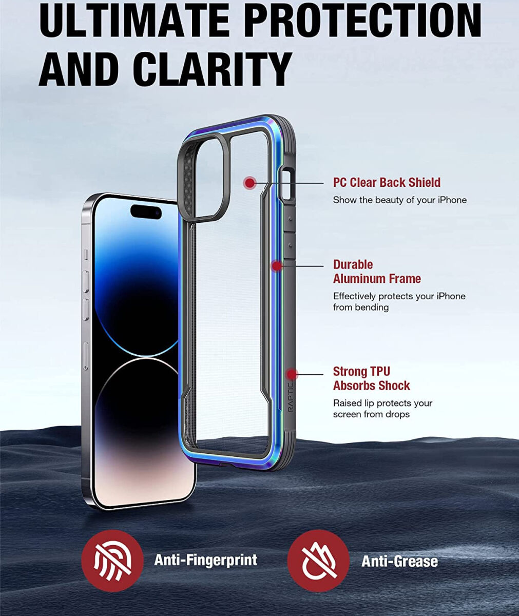 Raptic Shield iPhone 14 Pro Max Hoesje Militair Getest Iridescent | gsmpunt
