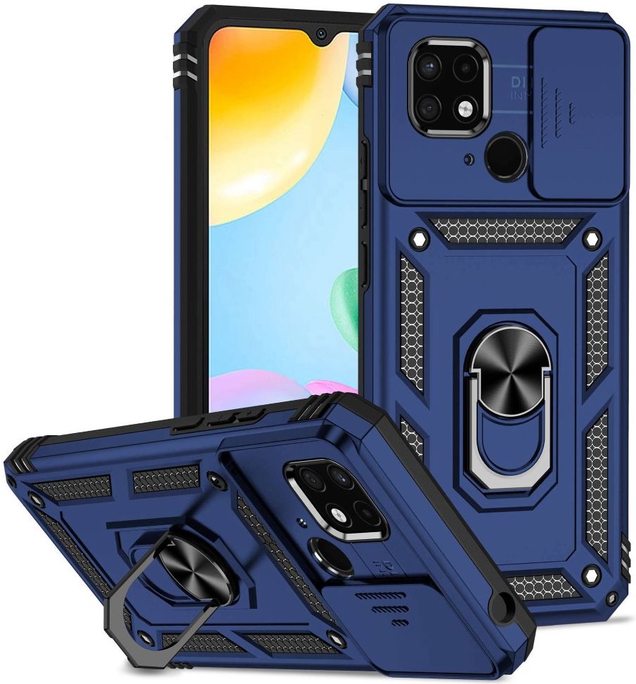 Xiaomi Redmi 10C Hoesje Magnetische Kickstand Back Cover Blauw | GSMpunt.nl