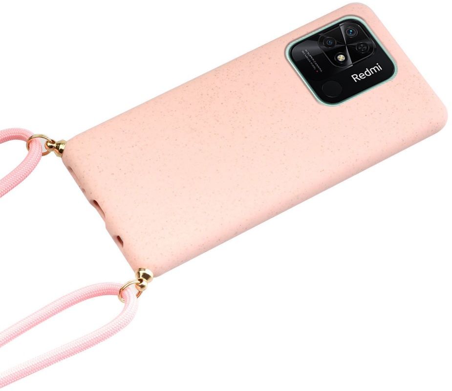 Xiaomi Redmi 10C Hoesje Back Cover Flexibel TPU met Koord Roze | gsmpunt