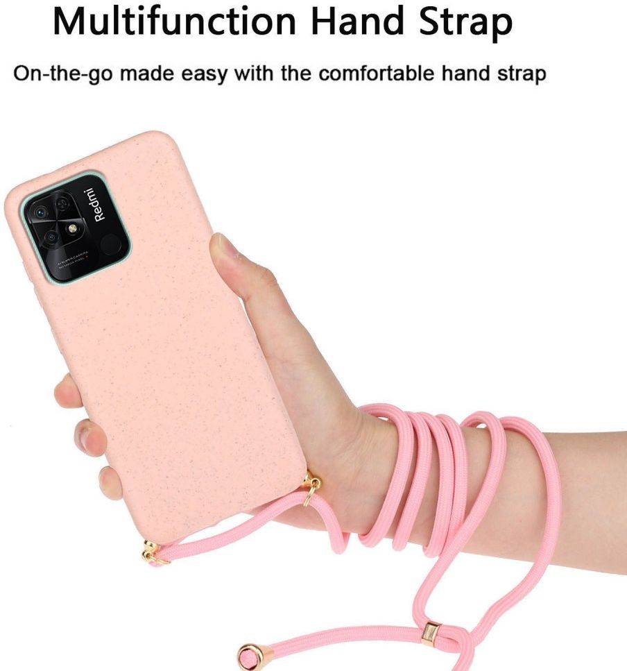 Xiaomi Redmi 10C Hoesje Back Cover Flexibel TPU met Koord Roze | gsmpunt