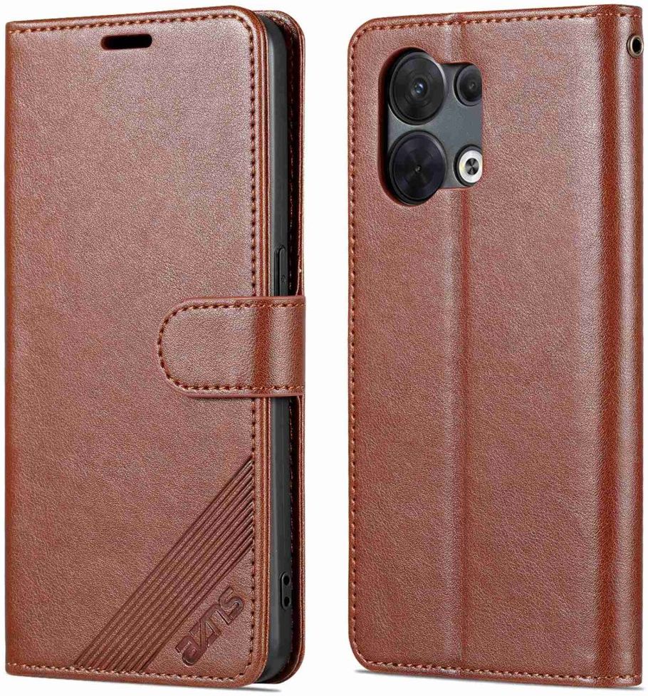 AZNS Oppo Reno 8 Pro Hoesje Wallet Book Case Kunstleer Bruin | GSMpunt.nl