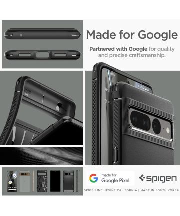 Spigen Rugged Armor Google Pixel 7 Pro Hoesje Back Cover Zwart | GSMpunt.nl