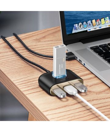 Baseus 4-in-1 Hub USB-A naar 3x USB-A 2.0 en 1x USB-A 3.0 Zwart ...