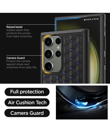 Spigen Cryo Armor Samsung Galaxy S23 Ultra Hoesje Back Cover Mat Zwart | GSMpunt.nl