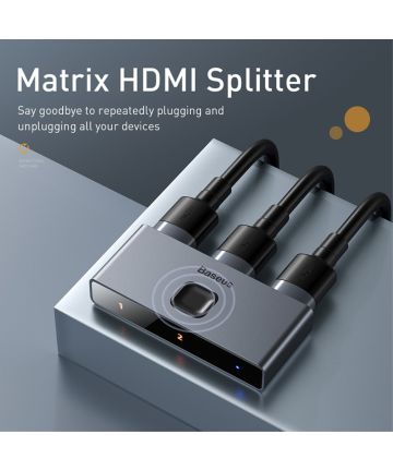 Baseus Matrix HDMI Splitter - HDMI Divider voor TV/Monitor Grijs ...