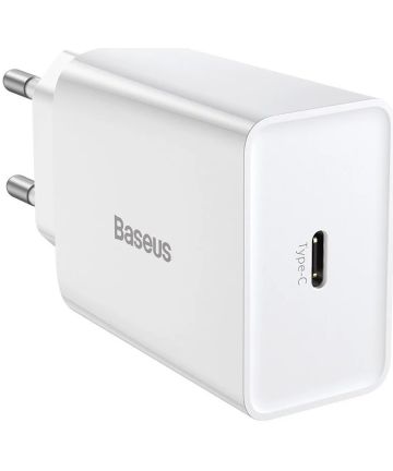 Baseus Mini 20W USB-C Snellader Power Delivery Adapter Wit | GSMpunt.nl