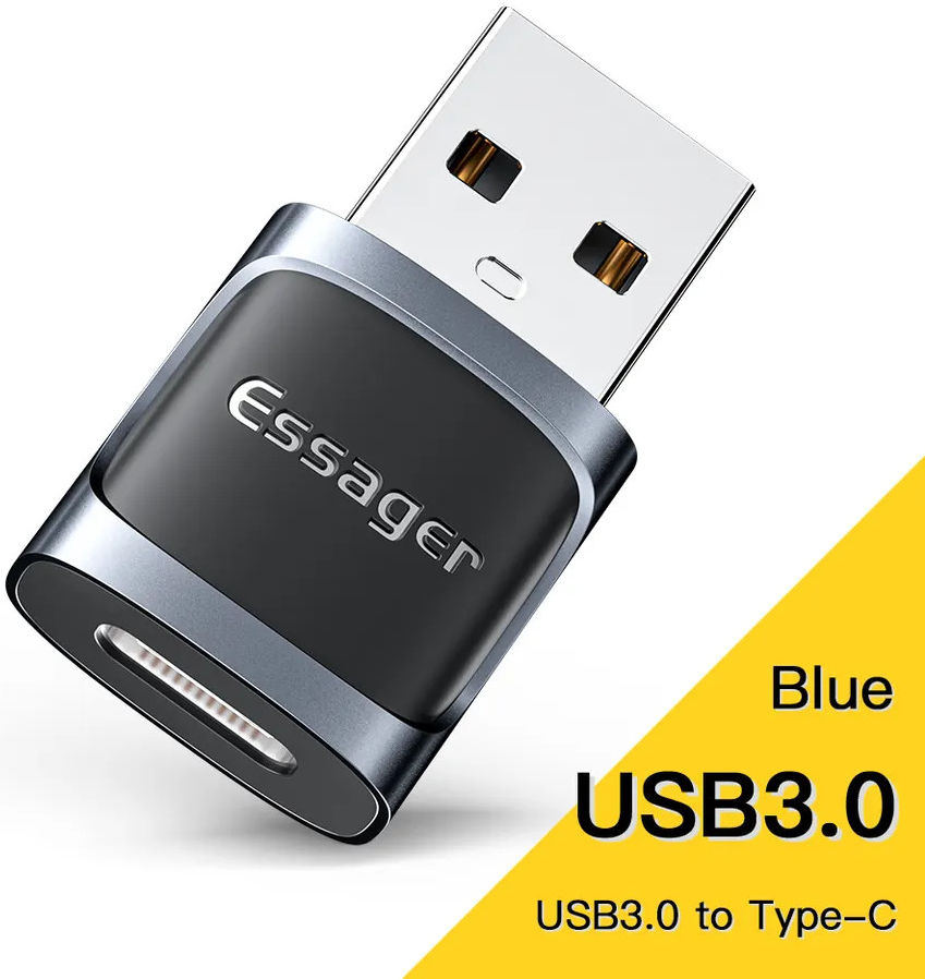 Essager USB 3.0 naar USB-C Adapter 3A On The Go Converter Blauw | gsmpunt