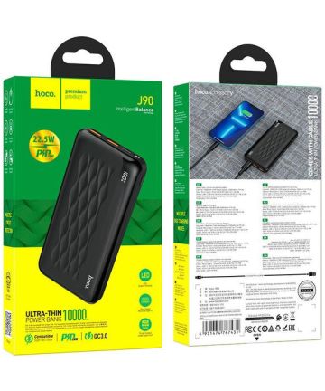 Hoco J90 10.000mAh Fast Charge Powerbank 22.5W USB-A/USB-C Zwart ...