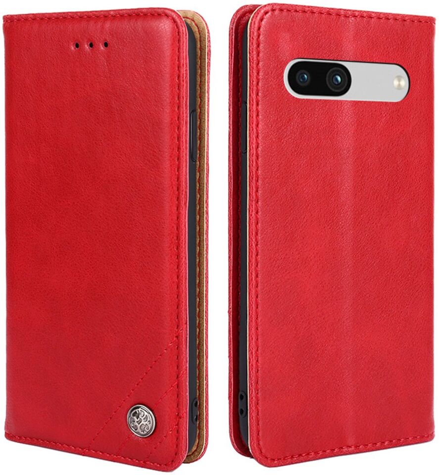 Google Pixel 7a Hoesje Retro Wallet Book Case Kunstleer Rood | GSMpunt.nl