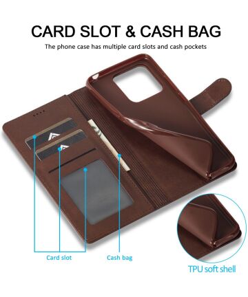 LC.IMEEKE Xiaomi Redmi Note 12 Pro/Poco X5 Pro Hoesje Book Case Bruin ...