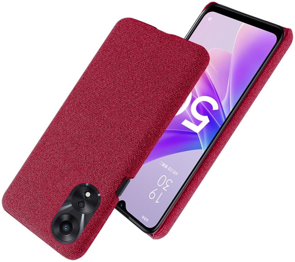 Oppo A58 5G / A78 5G Hoesje met Stoffen Afwerking Back Cover Rood | gsmpunt