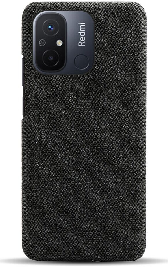 Xiaomi Redmi 12C Hoesje met Stoffen Afwerking Back Cover Zwart | GSMpunt.nl