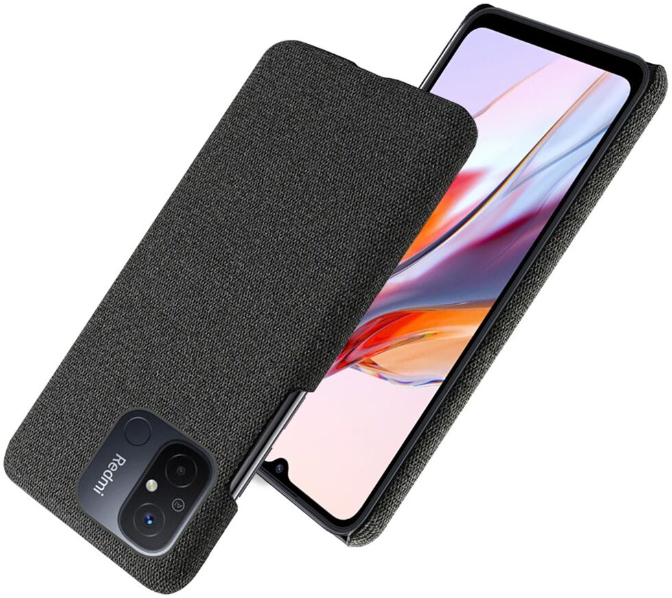 Xiaomi Redmi 12C Hoesje met Stoffen Afwerking Back Cover Zwart | GSMpunt.nl