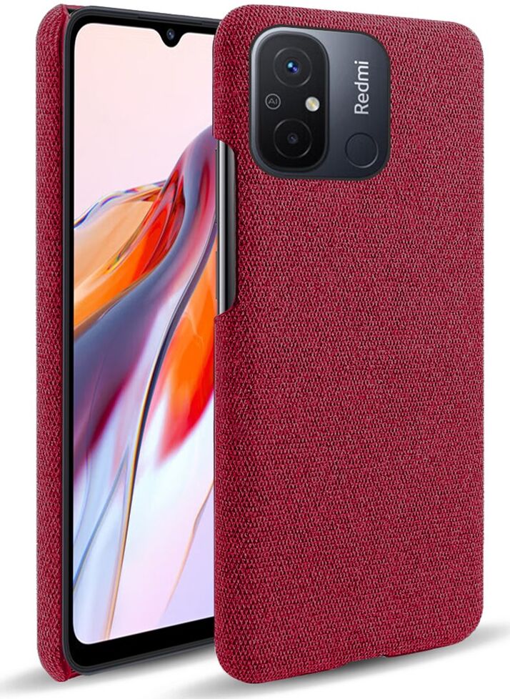 Xiaomi Redmi 12C Hoesje met Stoffen Afwerking Back Cover Rood | GSMpunt.nl
