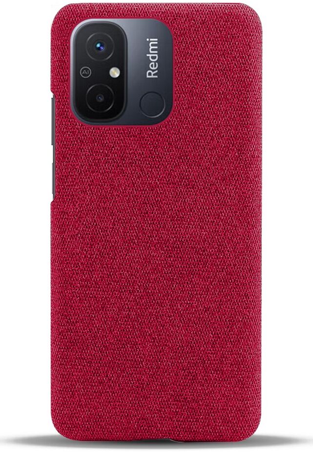 Xiaomi Redmi 12C Hoesje met Stoffen Afwerking Back Cover Rood | GSMpunt.nl