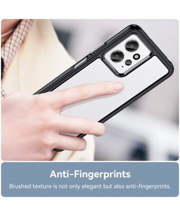 Xiaomi Redmi Note 12 Hoesje Acryl Back Cover Transparant Zwart | GSMpunt.nl