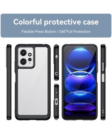 Xiaomi Redmi Note 12 Hoesje Acryl Back Cover Transparant Zwart | GSMpunt.nl