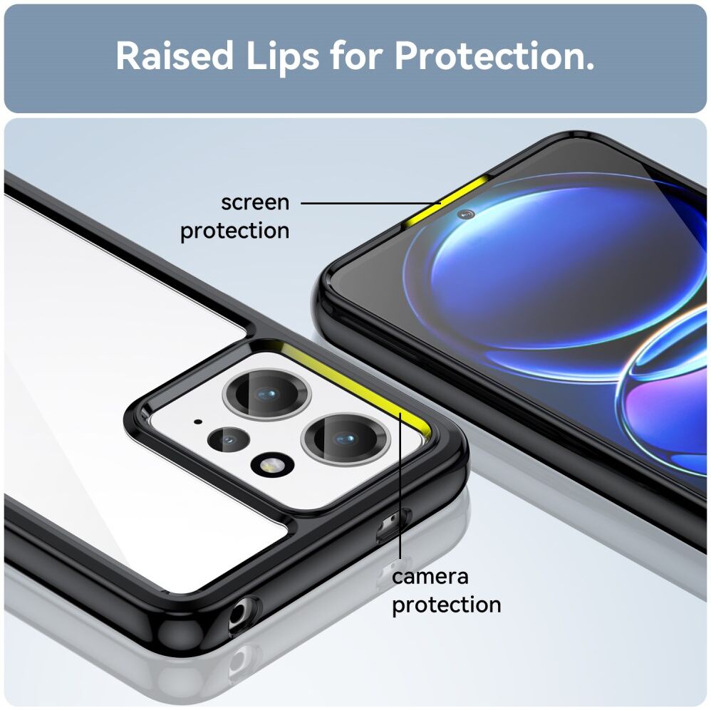 Xiaomi Redmi Note 12 Hoesje Acryl Back Cover Transparant Zwart | GSMpunt.nl