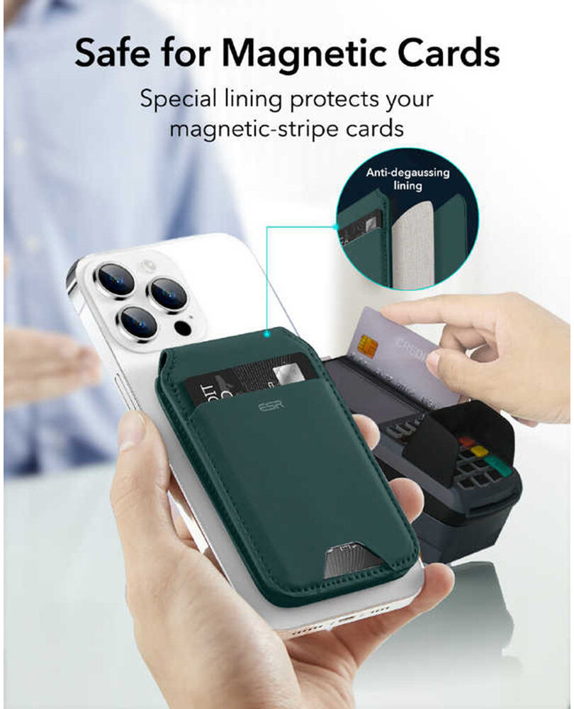 ESR HaloLock Vegan Leer MagSafe Kaarthouder en Standaard Groen | GSMpunt.nl
