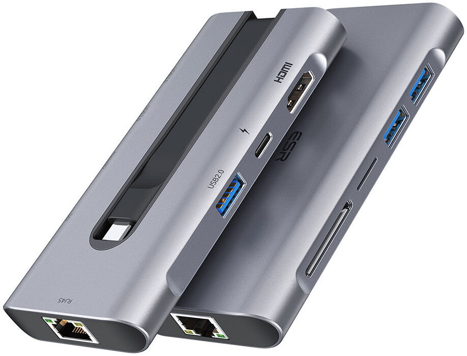 ESR 8-in-1 USB-C Hub met USB-C/USB/HDMI/Kaartlezer/Ethernet | gsmpunt