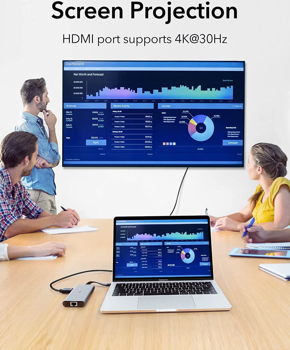 ESR 8-in-1 USB-C Hub met USB-C/USB/HDMI/Kaartlezer/Ethernet | gsmpunt