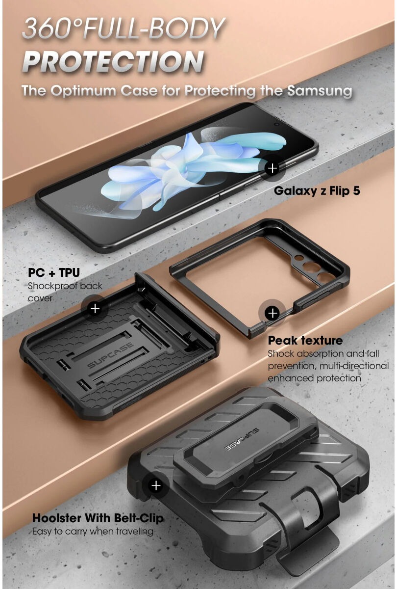 SUPCASE UB Pro Samsung Z Flip 5 Hoesje Full Protect Kickstand Zwart ...