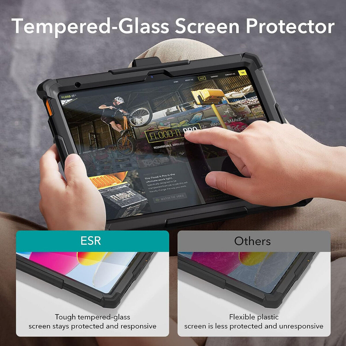 ESR Cyber Armor Tough Case Apple iPad 10.9 (2022) Hoes Zwart | gsmpunt