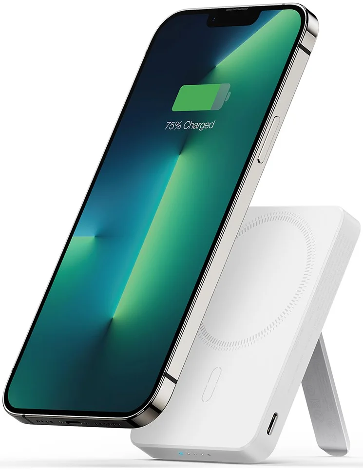 ESR Mini MagSafe Powerbank 12W met Standaard 6.000mAh Wit | gsmpunt