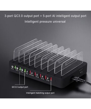 Universeel 110W Oplaad Station 8 Poort USB Oplader met Quick Charge ...