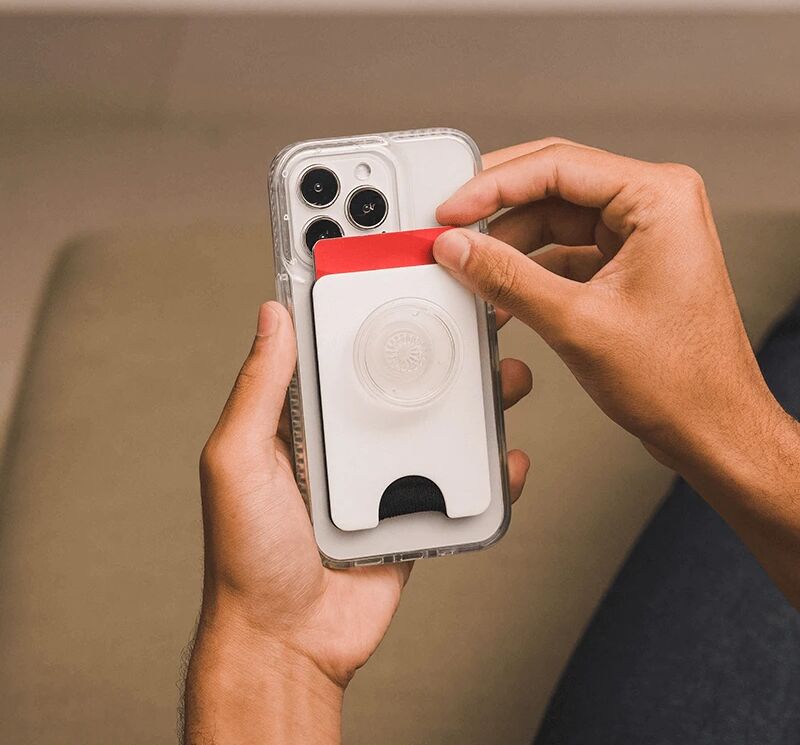 PopSockets PopWallet+ voor MagSafe Kaarthouder Greep en Stand Clear | gsmpunt