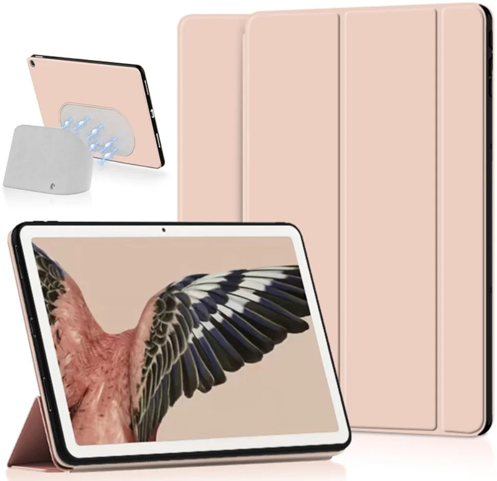 Google Pixel Tablet Hoes Tri-Fold Book Case met Standaard Roze | gsmpunt