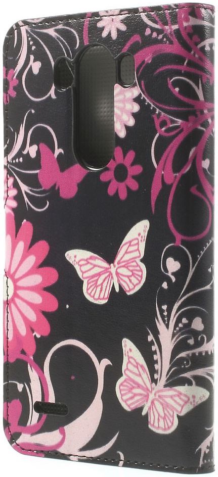 LG G3 Wallet Flipcase Stand - Butterfly & Flower | gsmpunt