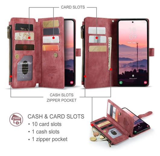 CaseMe C30 Samsung Galaxy S26 Ultra Hoesje Pasjeshouder Book Case Rood ...
