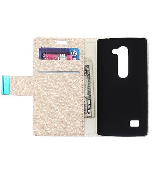 LG Leon Maze Pattern Wallet Case Beige | gsmpunt