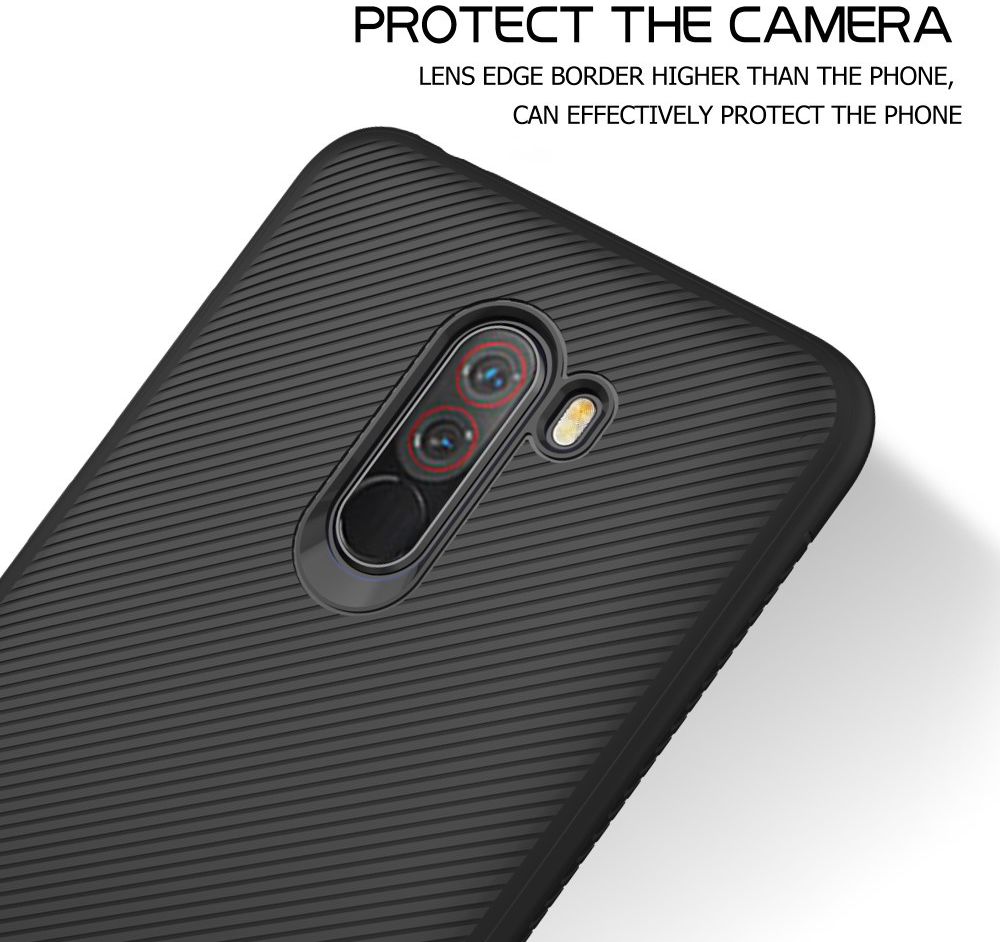 Xiaomi PocoPhone F1 Twill Slim Texture Back Cover Zwart | gsmpunt