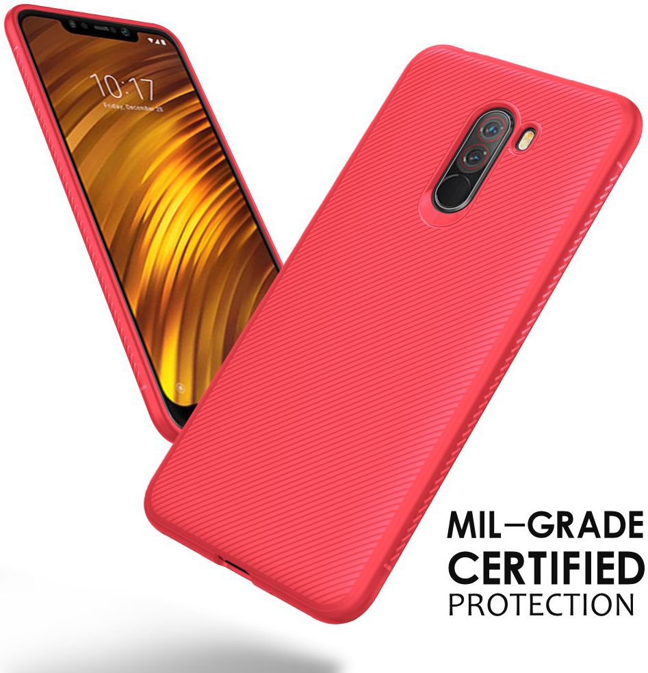 Xiaomi PocoPhone F1 Twill Slim Texture Back Cover Rood | GSMpunt.nl