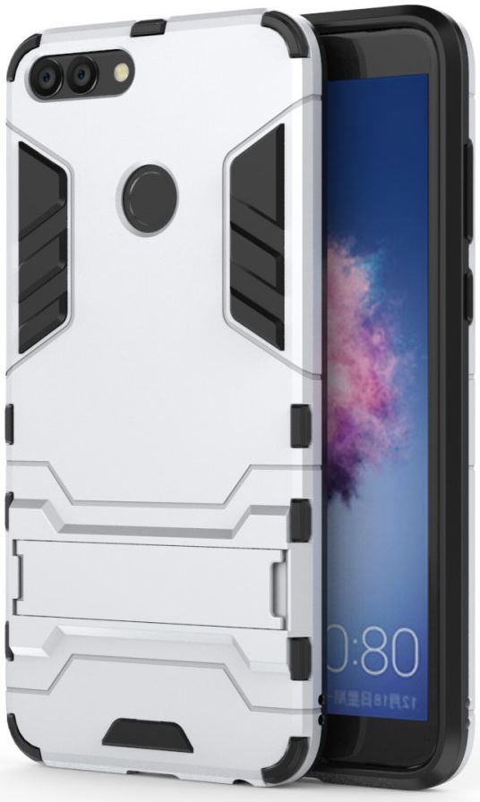 Hybride Huawei P Smart Back Cover Bescherm Hoesje Zilver | GSMpunt.nl