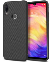 Redmi Note 7 Twill Slim Texture Back Cover Zwart | GSMpunt.nl