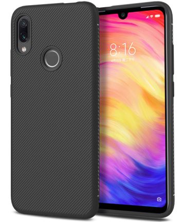 Redmi Note 7 Twill Slim Texture Back Cover Zwart | GSMpunt.nl