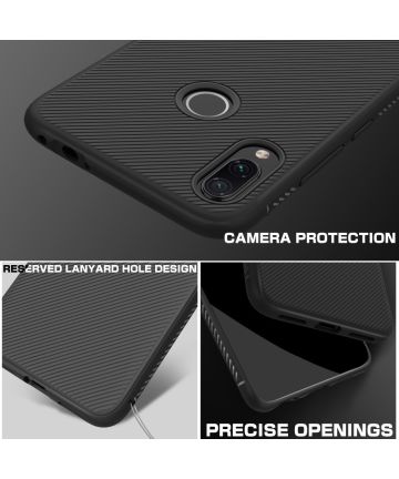 Redmi Note 7 Twill Slim Texture Back Cover Zwart | GSMpunt.nl
