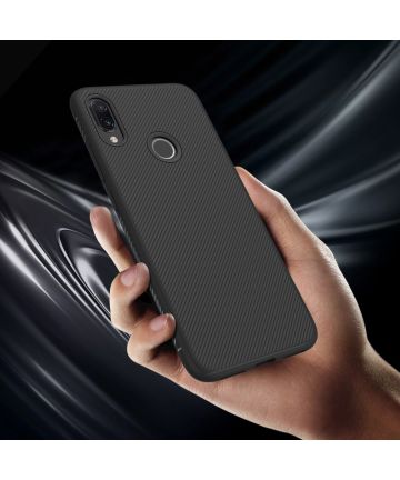 Redmi Note 7 Twill Slim Texture Back Cover Zwart | GSMpunt.nl