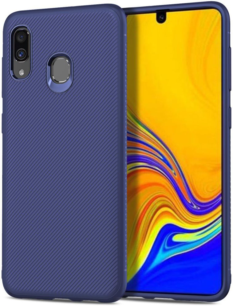 Samsung Galaxy A40 Twill Slim Texture Back Cover Blauw | GSMpunt.nl