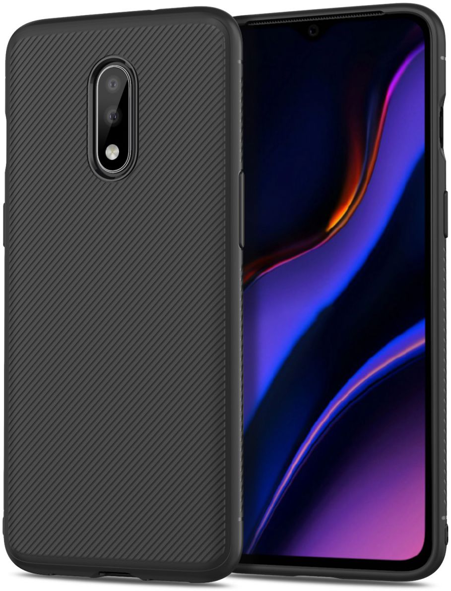 OnePlus 7 Twill Slim Texture Back Cover Zwart | gsmpunt