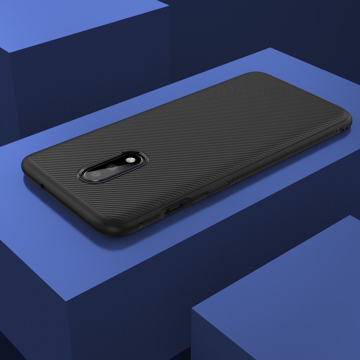 OnePlus 7 Twill Slim Texture Back Cover Zwart | gsmpunt