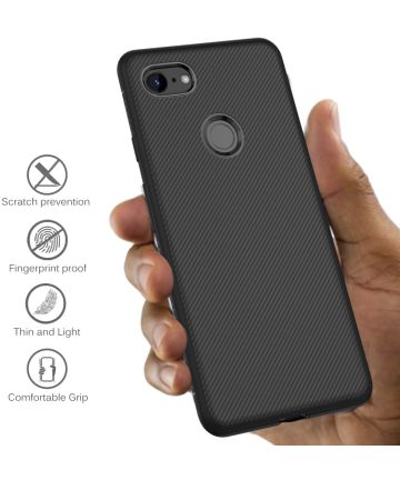 Google Pixel 3A Twill Slim Texture Back Cover Zwart | GSMpunt.nl