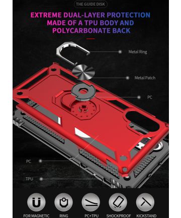 Samsung Galaxy Note 10 Plus Hybride Kickstand Hoesje Rood | GSMpunt.nl