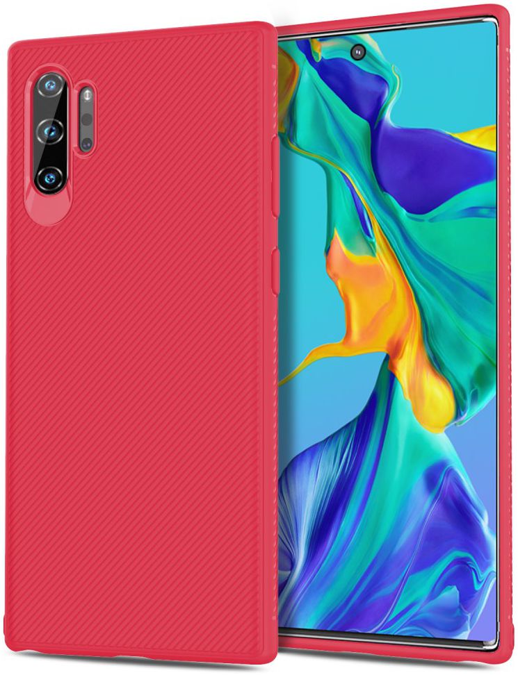 Samsung Galaxy Note 10 Plus Twill Slim Texture Back Cover Rood | GSMpunt.nl